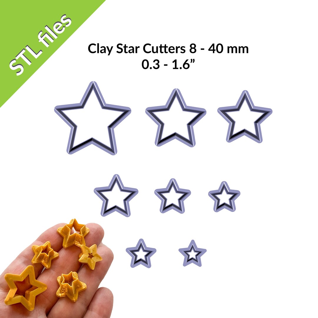Polymer Clay Cutters, Set of Eight Star-shaped Cutters 8mm - 40mm (0.3 ...