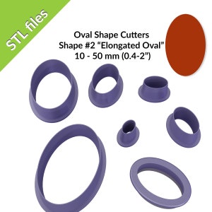 Oval Shapes Collection. Shape 2 elongated Oval Polymer Clay Cutters ...