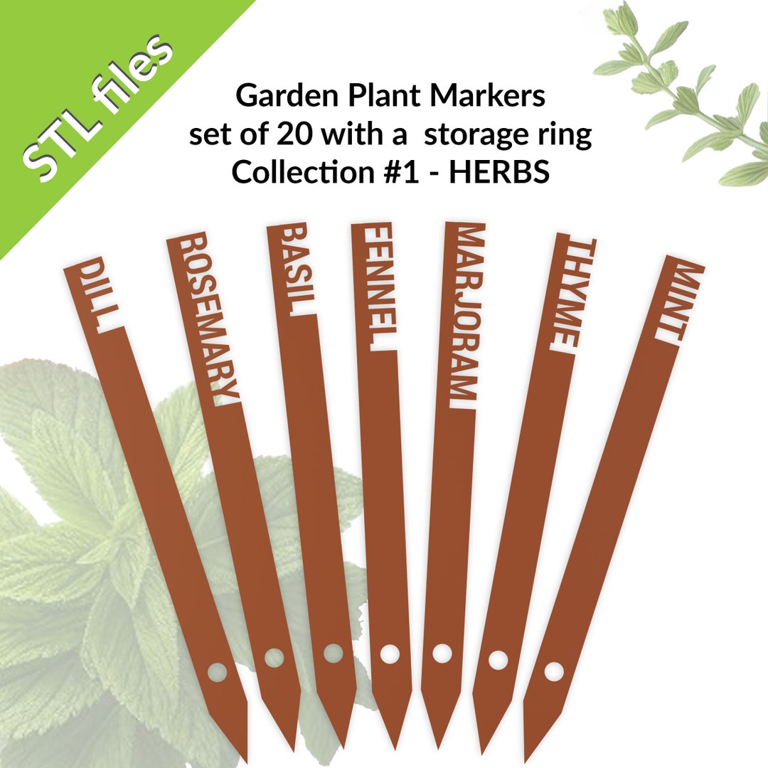 Garden Plant Markers, HERBS, Garden Stakes, Set of 20 With a Storage ...
