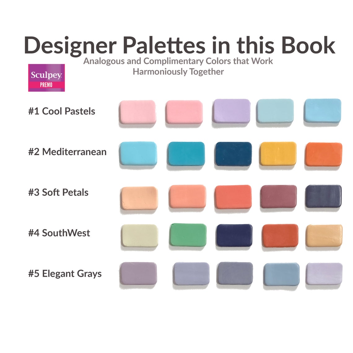 PREMO Color Recipes for Polymer Clay Blending, Five Designer Palettes ...