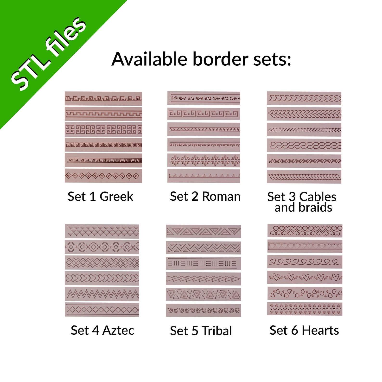 Border Embossing Stamps for Polymer Clay, Six Borders, With a Storage ...