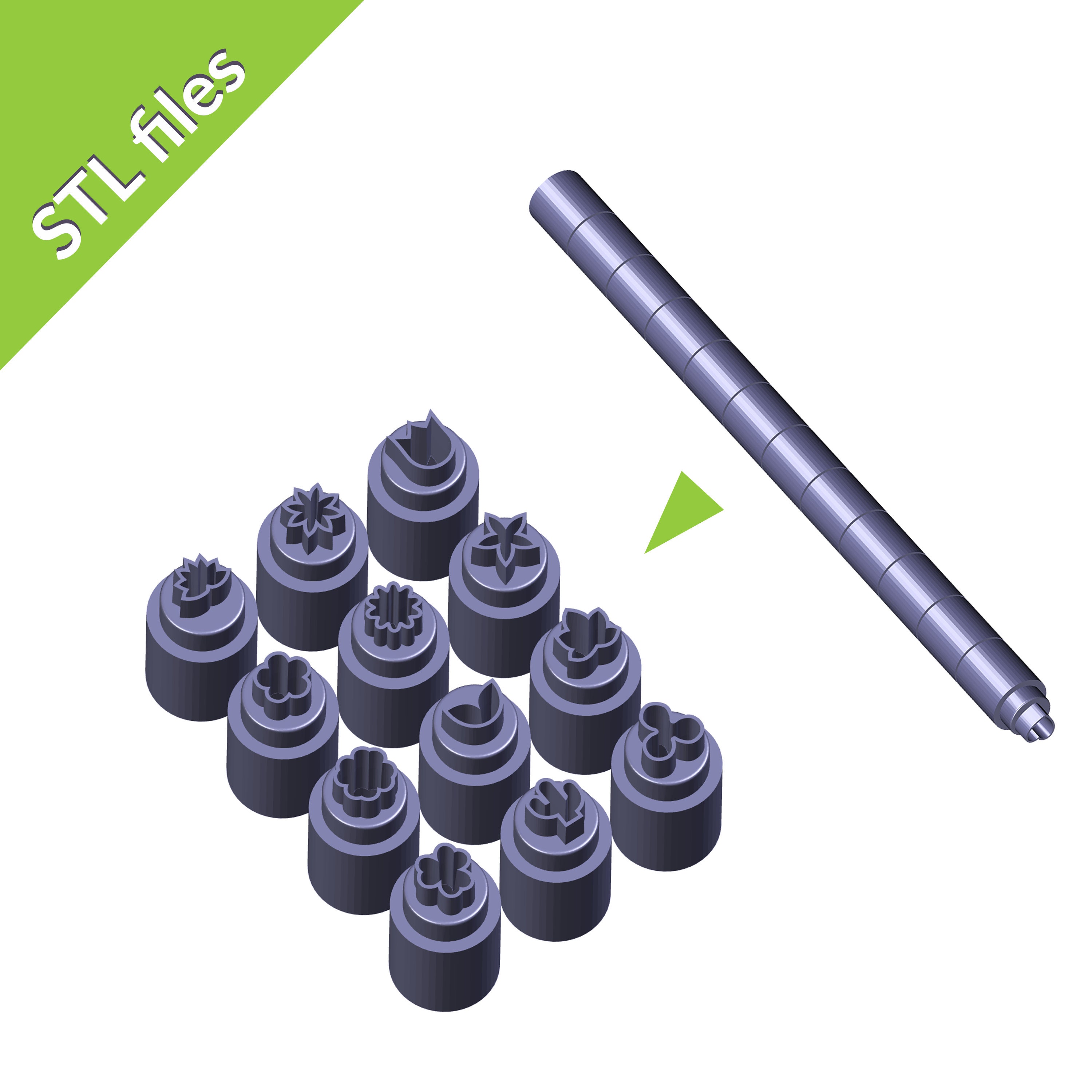 Polymer Clay Nano Cutters Set #3, Downloadable STL Files, Stackable 6mm ...