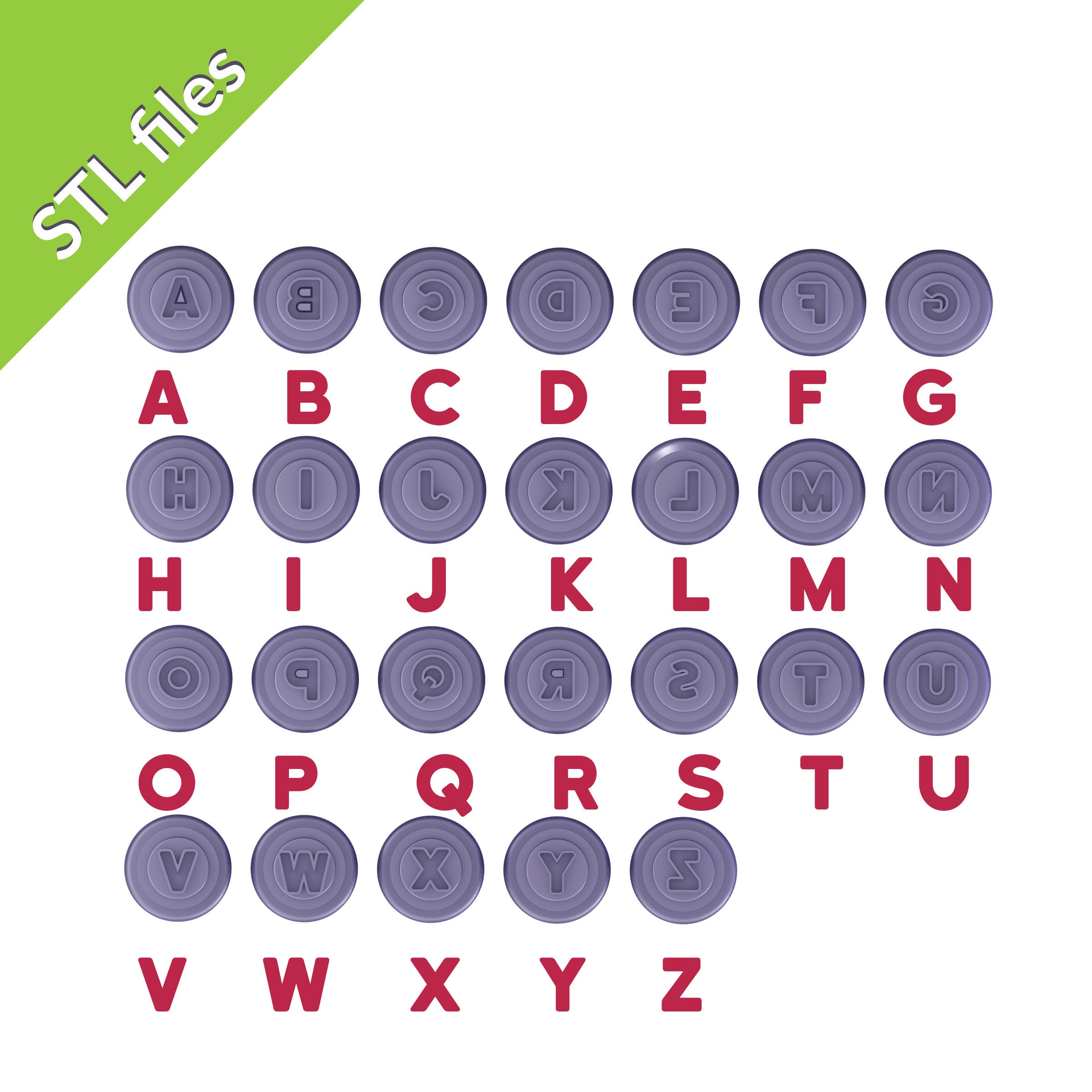 6mm (0.24") LETTER Nanocutters for Polymer Clay, Stackable 6mm Cutters ...