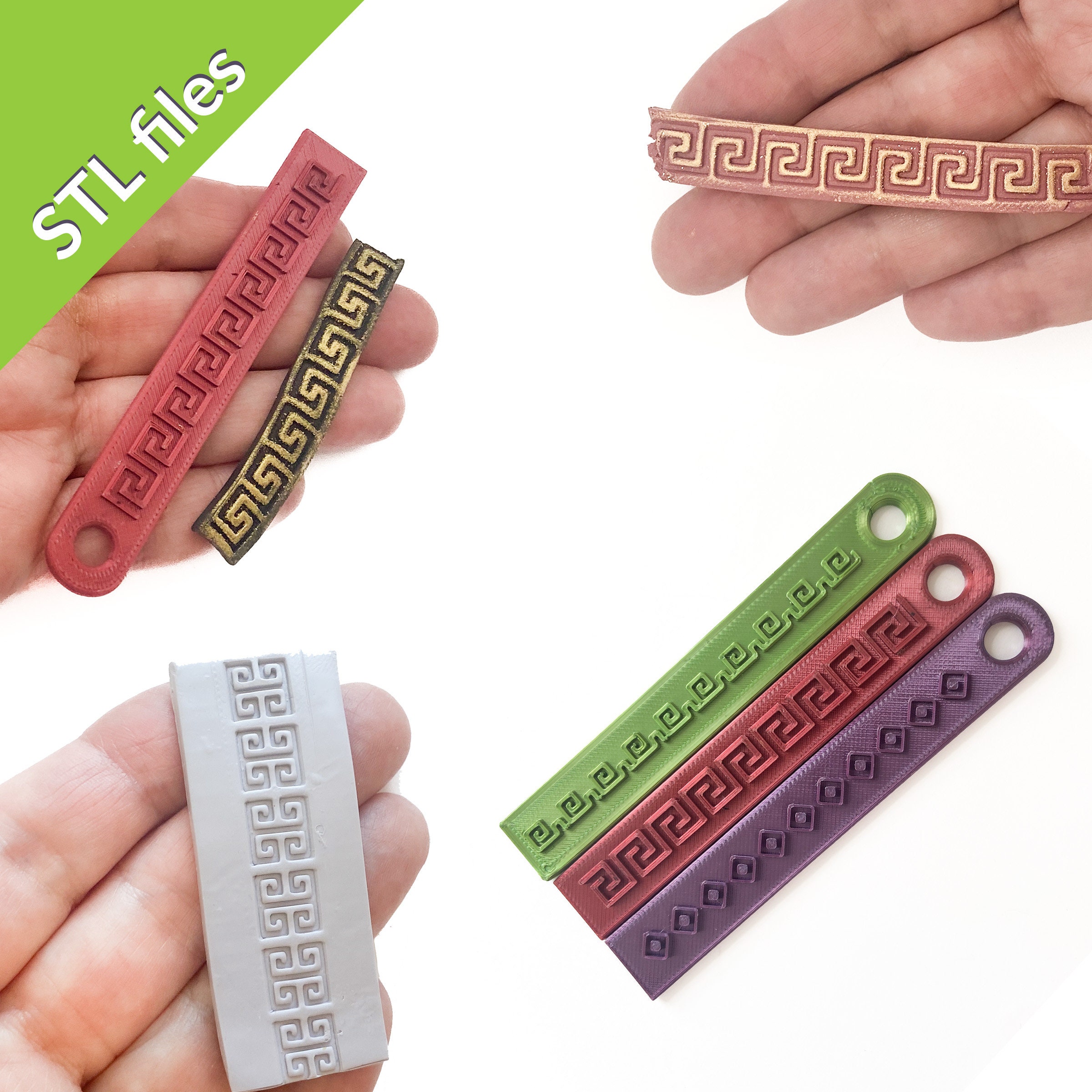 Border Embossing Stamps for Polymer Clay, Six Borders, With a Storage ...