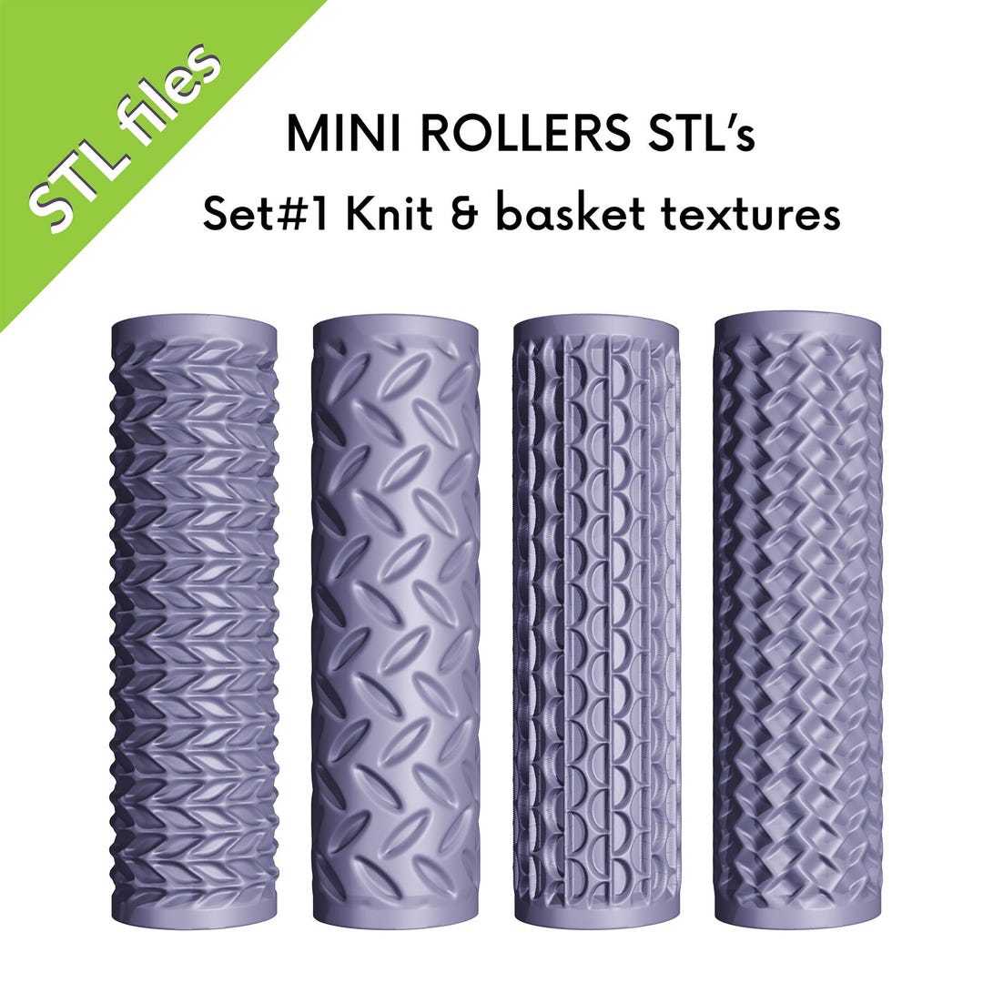 STL Texture Mini Rollers for Polymer Clay, Knit and Basket Patterns ...