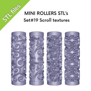 STL Texture Mini Rollers for Polymer Clay, Scroll Patterns, Lines ...