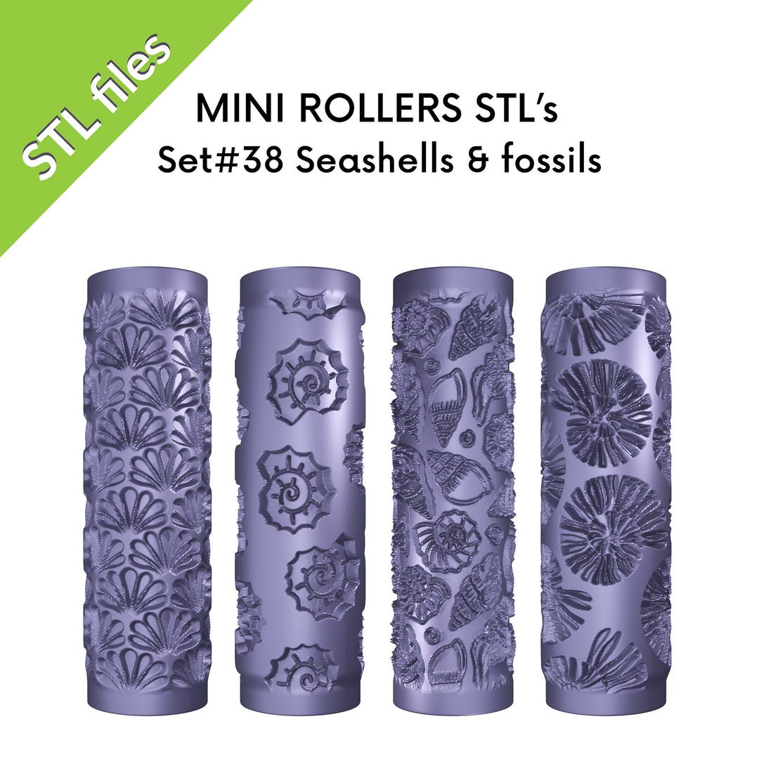 STL Texture Mini Rollers for Polymer Clay, Seashells and Fossils ...