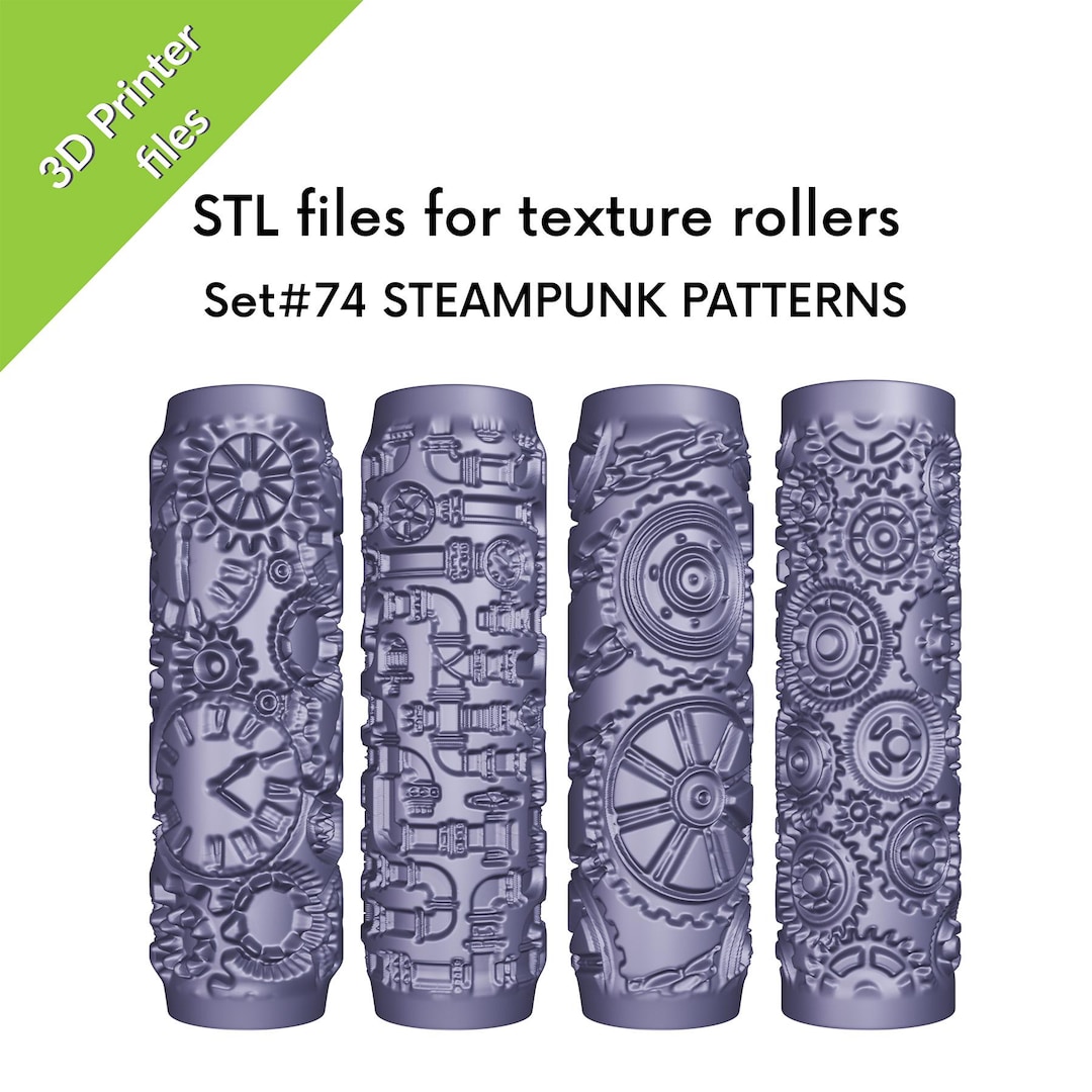 Steampunk Texture Rollers for Clay, Pulleys, Clocks, Gears, Pipes, STL ...