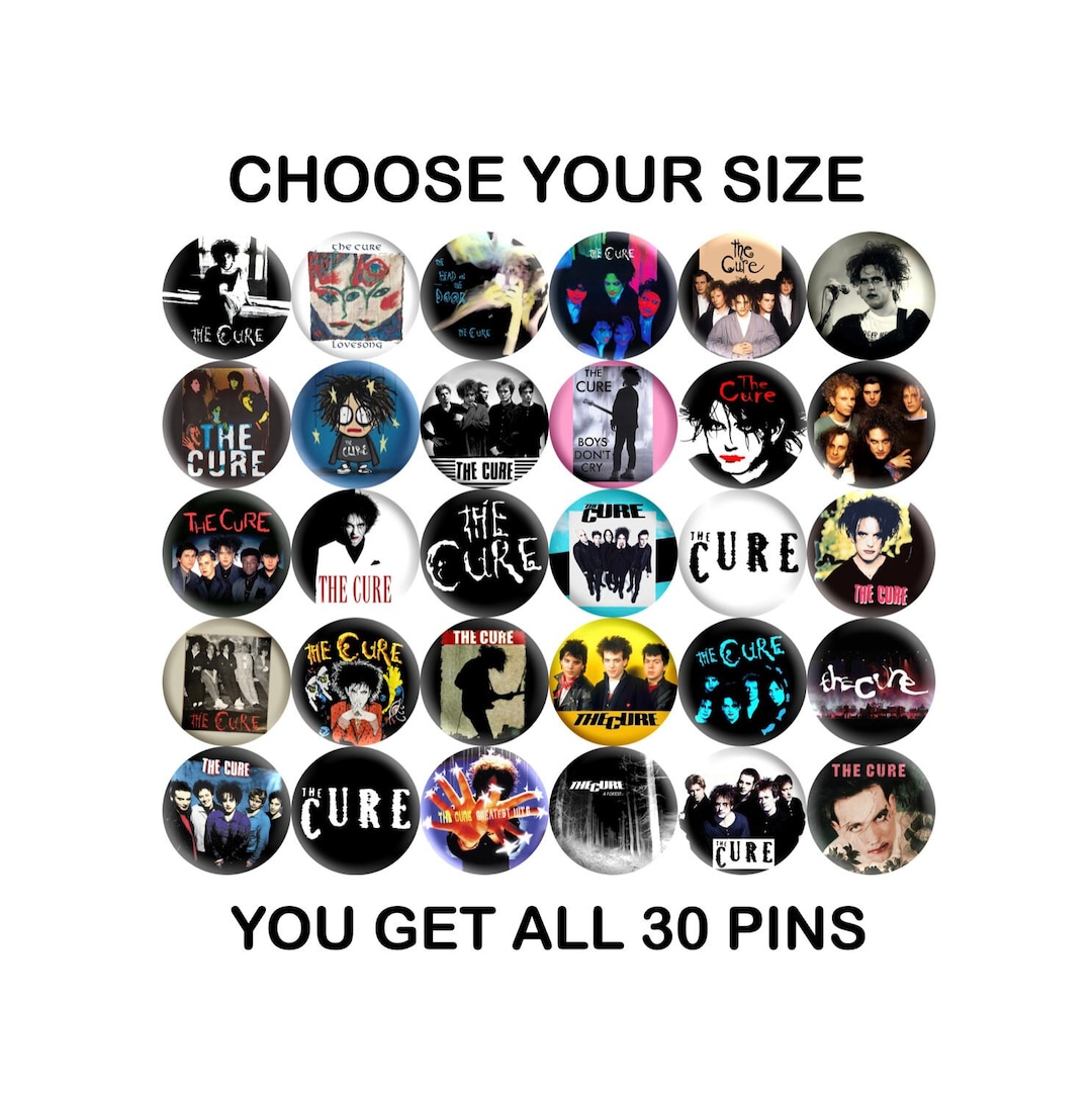 THE CURE / Robert Smith 80's New Wave Post Punk Band Pinback Buttons ...