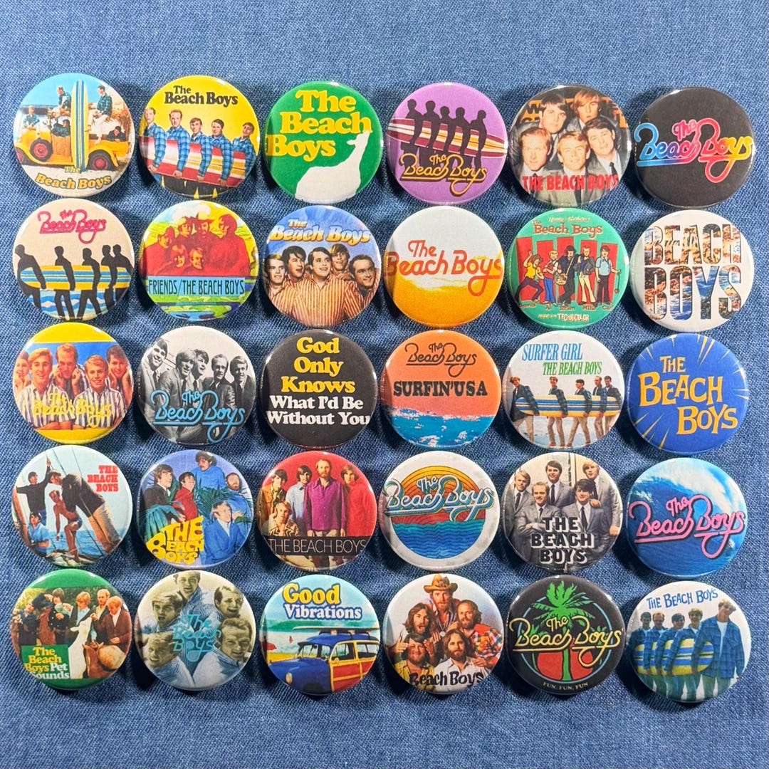 Beach Boys Pinback Buttons Set of 30 Pins 60s Surf Rock Band Pins Good ...