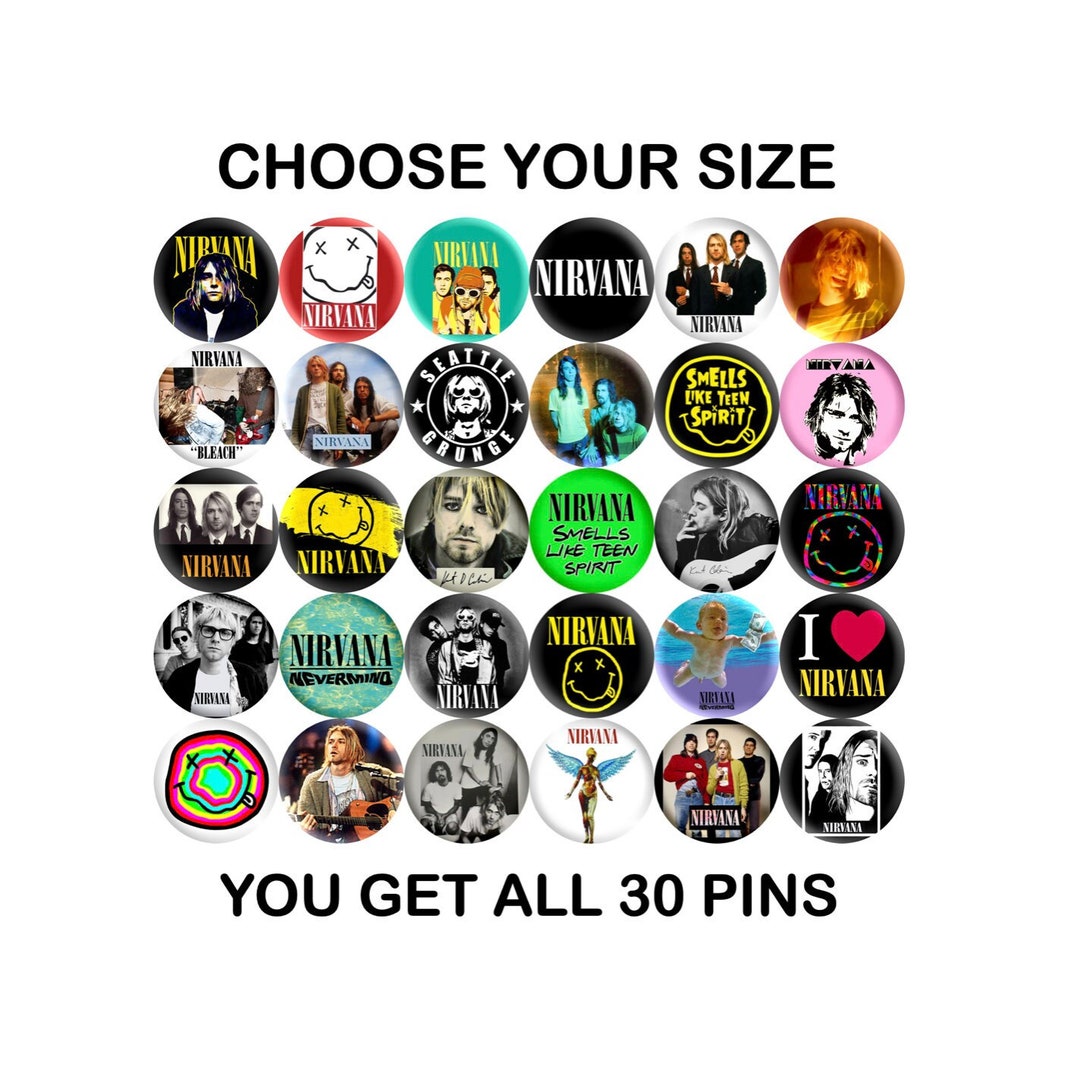 NIRVANA Kurt Cobain 90's Rock Grunge Band Alternative Music Pinback ...