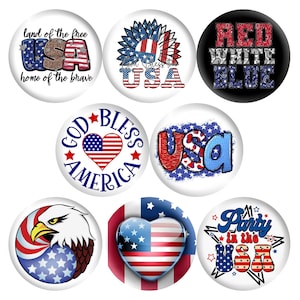 USA God Bless America Buttons Fourth of July Red White Blue July 4th ...