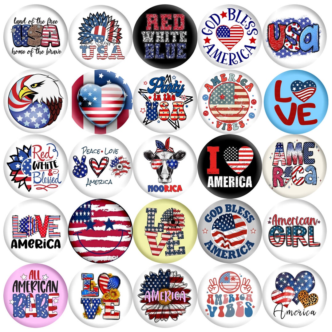 USA God Bless America Buttons Fourth of July Red White Blue July 4th ...