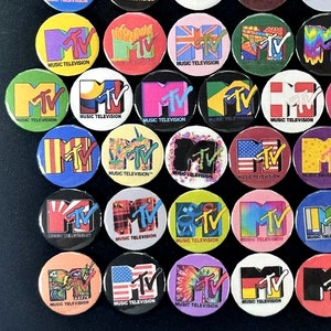 MTV 80's Music Television Rock Pop New Wave Rap Pinback Buttons 1 Pins ...