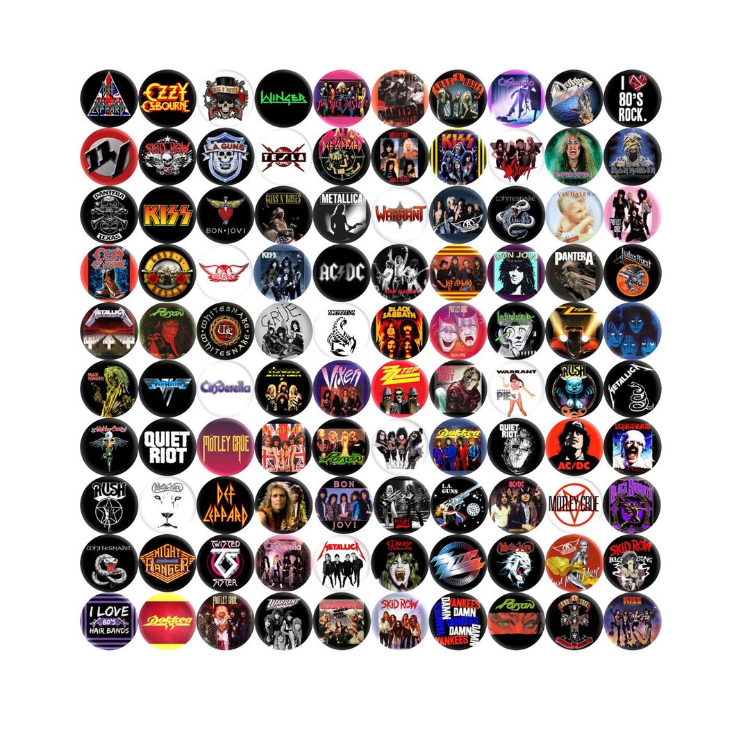 80 s Hair Band 80 s Metal 80 s Rock Band Pinback Buttons 1 Size Pins 80-s-hair-band-80-s-metal-80-s-rock-band-pinback-buttons-1-size-pins