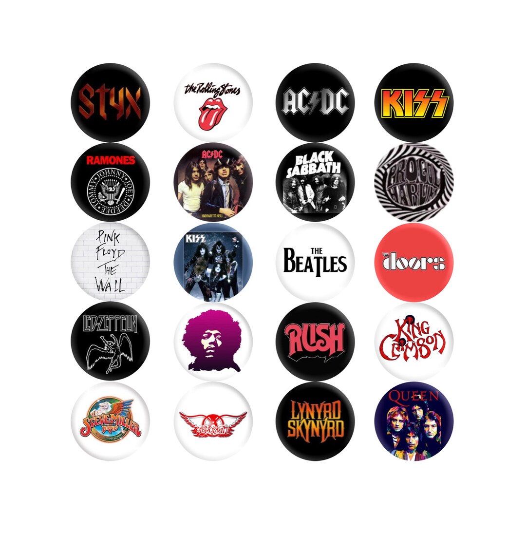 70's 80's Classic Rock Band 70's 80's Hard Rock Music Pinback Buttons ...