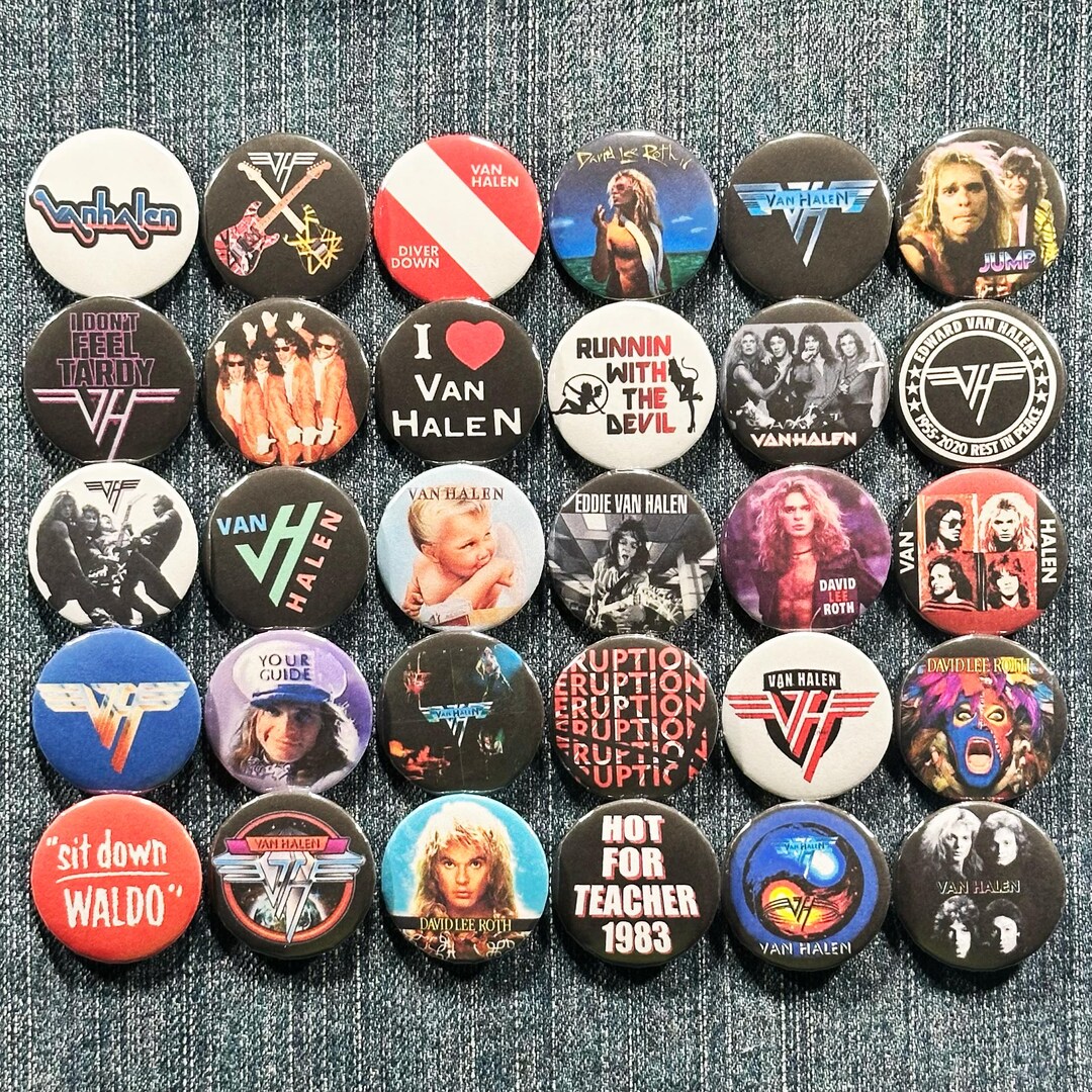 Buy VAN HALEN / David Lee Roth 80's Music Pinback Buttons Lot of 30 ...