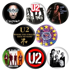 U2, BONO, THE EDGE Pinback Buttons 80's 90's Irish Rock Band Alternative Rock Pop Post Punk ...