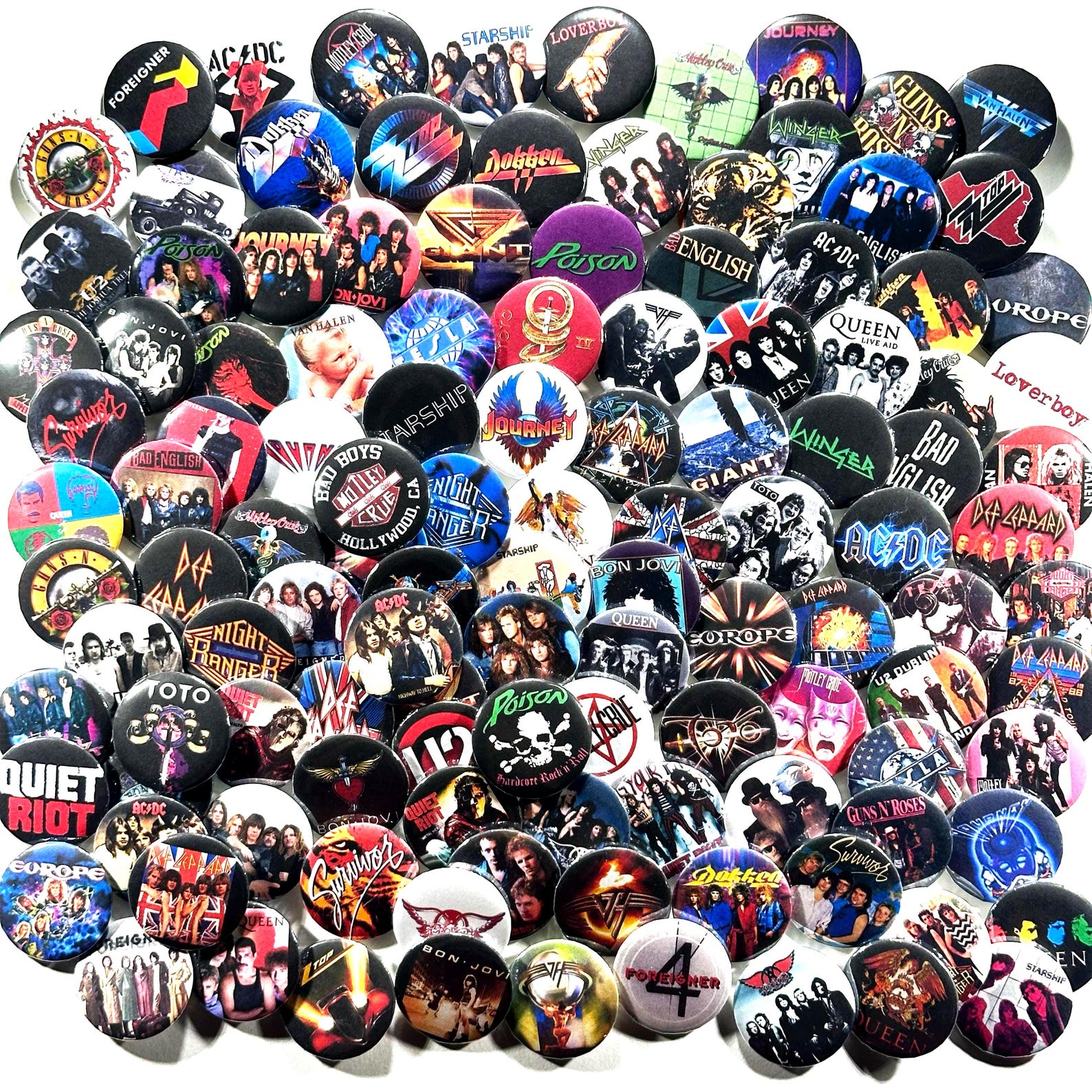 70s-80s Classic Arena Rock Band Pinback Buttons Retro Music Badges (set ...