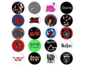 70's 80's Classic Rock Band 70's 80's Hard Rock Music Pinback Buttons ...