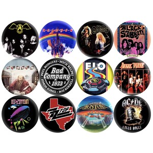 ARENA ROCK 70's Music Pinback Buttons Lot of 12 Pins, Stadium Classic ...