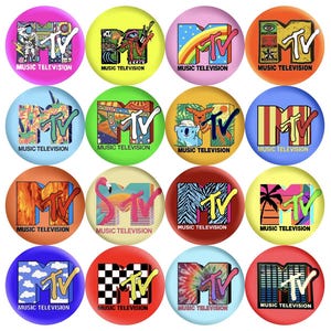 MTV 80's Music Television Pinback Buttons Set of 16 Pins Rock Pop New ...