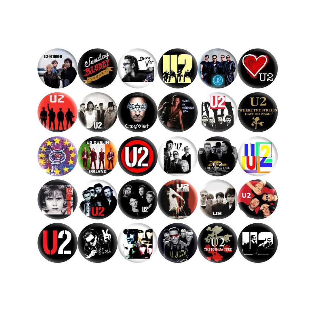 U2, BONO, THE EDGE Pinback Buttons 80's 90's Irish Rock Band Alternative Rock Pop Post Punk ...