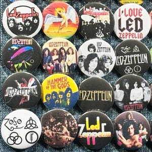 LED ZEPPELIN 70's Music Pinback Buttons Lot of 56 Pins, Retro Classic ...