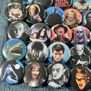 Horror Movie Halloween Pinback Buttons Set of 50 Pins, Monster Spooky ...