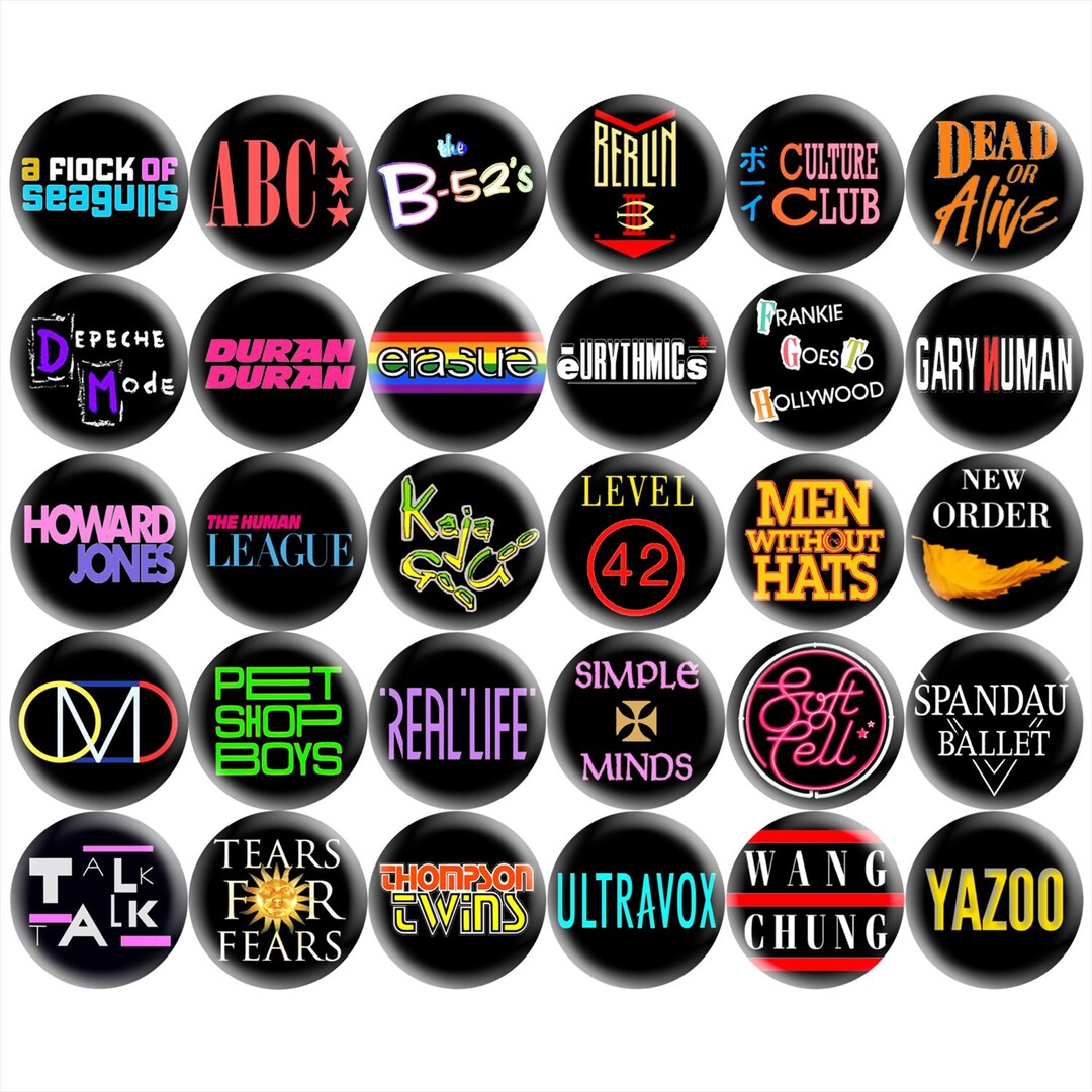 80s New Wave Synth Pop Music Pinback Buttons Set of 30 Pins, 80s Bands ...