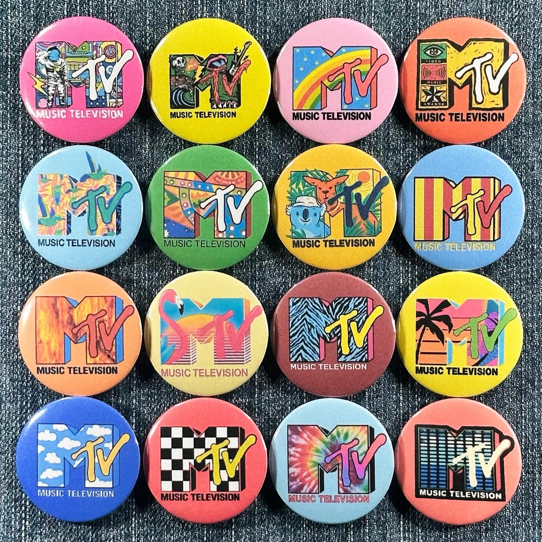 MTV 80's Music Television Pinback Buttons Set of 16 Pins Rock Pop New ...