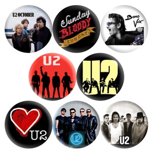 U2, BONO, THE EDGE Pinback Buttons 80's 90's Irish Rock Band ...