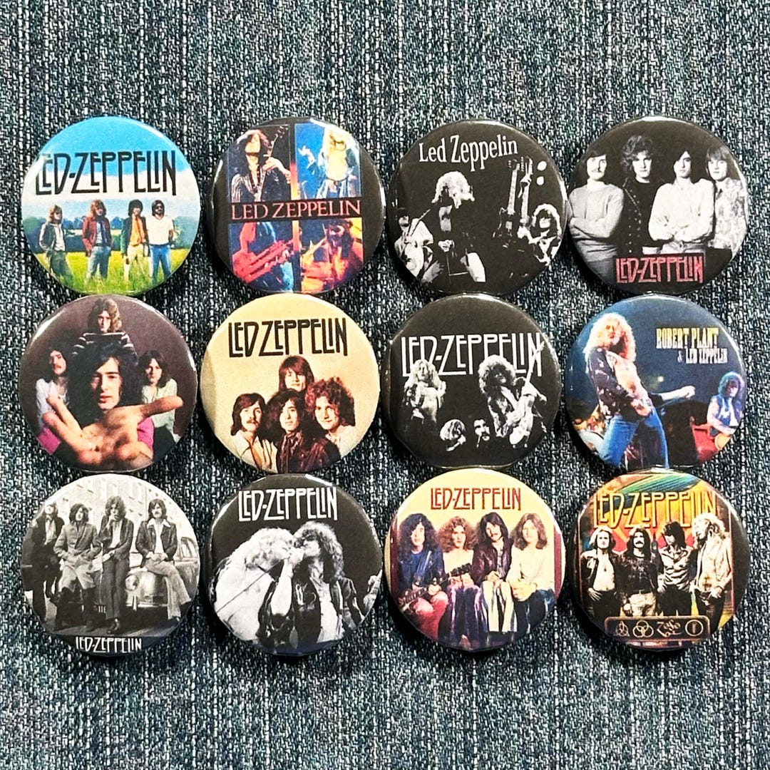 LED ZEPPELIN 70's Music Pinback Buttons Lot of 12 Pins, Retro Classic ...