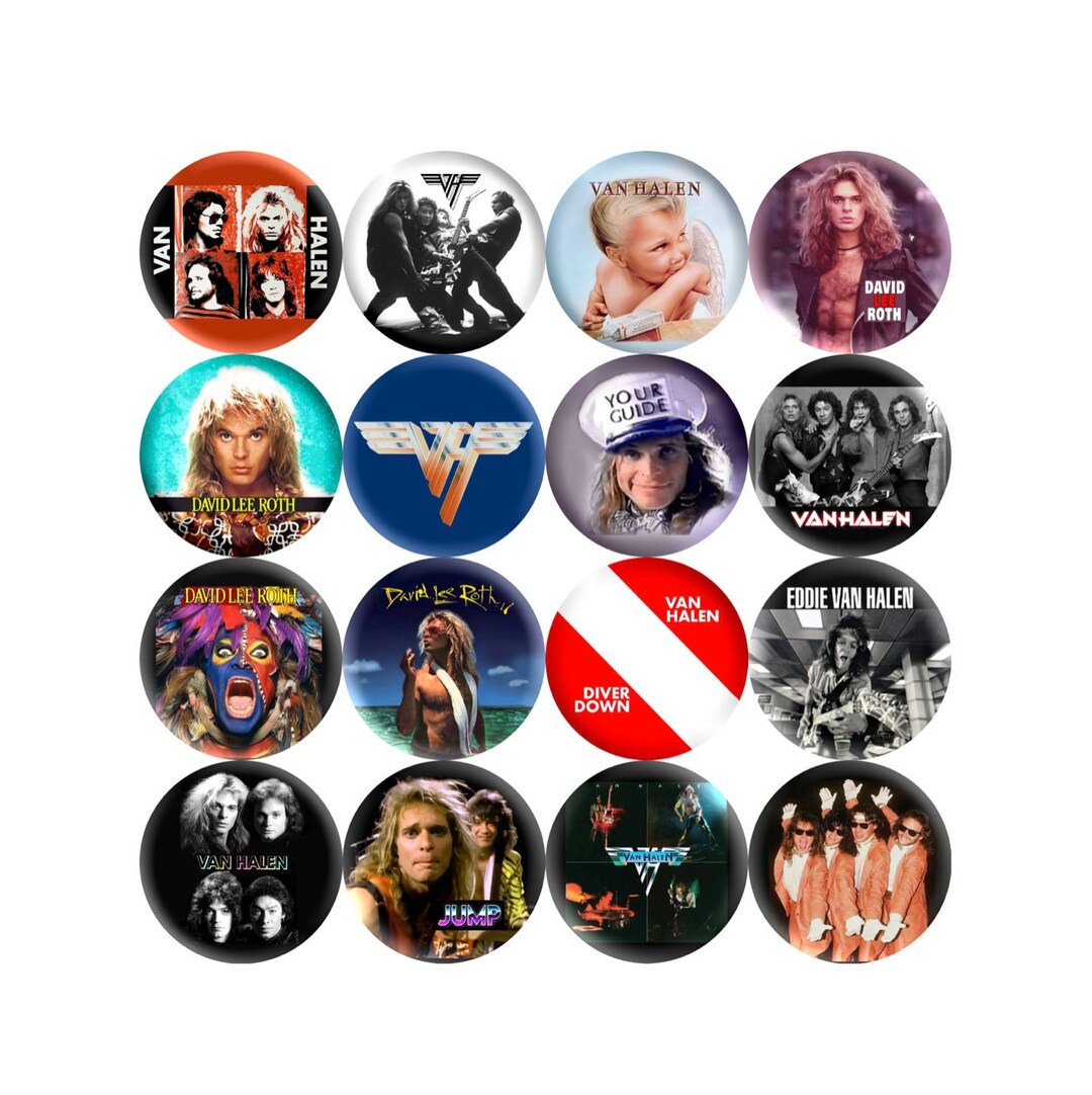 VAN HALEN / David Lee Roth Pinback Buttons 80s Classic Rock Hard Rock ...