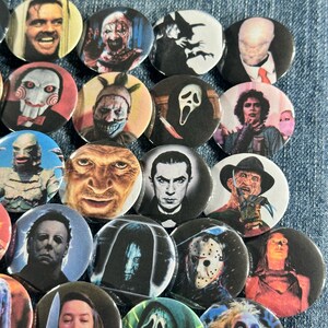 Horror Movie Halloween Pinback Buttons Set of 50 Pins, Monster Spooky ...