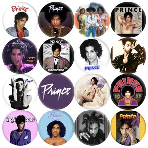 PRINCE 80's 90's Music Pinback Buttons Set of 16 Pins Retro Rock Funk ...