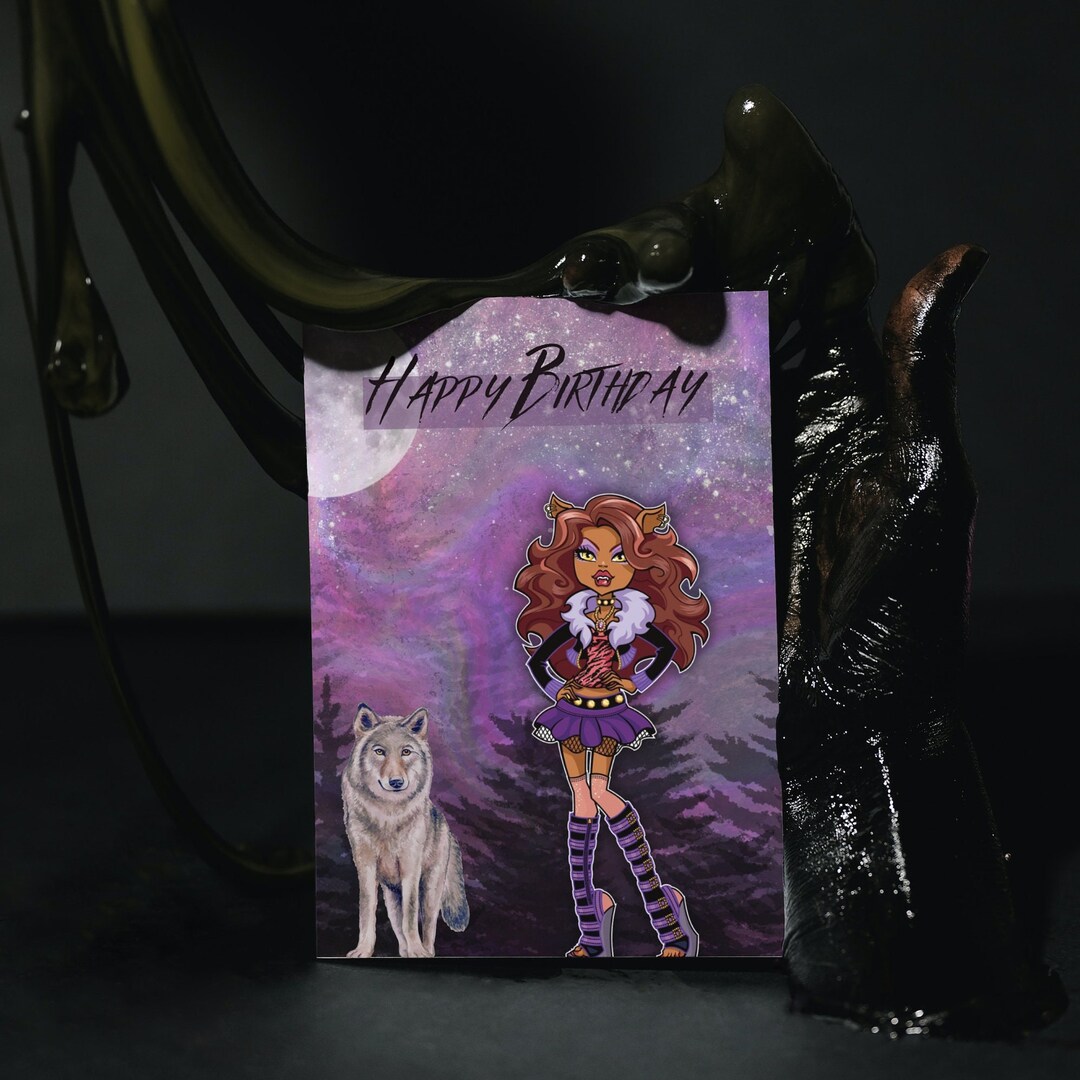 Handmade Birthday Greeting Card, Monster High, Clawdeen, Werewolf, Moon ...