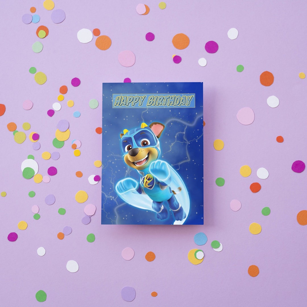 Handmade Birthday Greeting Card, Paw Patrol, Chase, Hammered Card ...