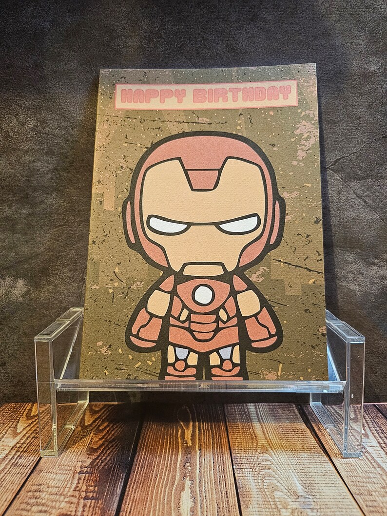 Handmade Birthday Greeting Card, Iron Man, Hammered Card, Envelope ...