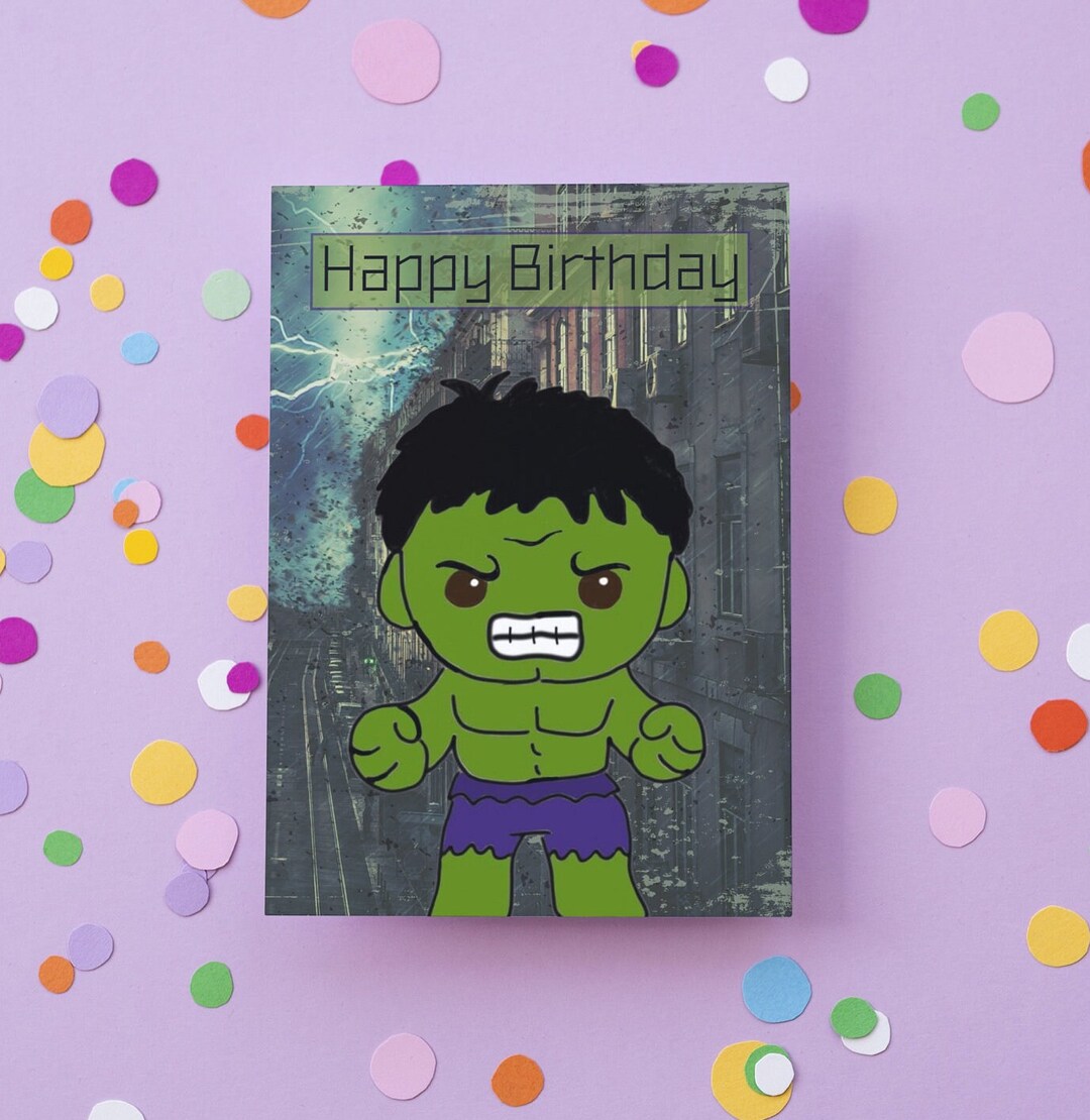 Handmade Birthday Greeting Card, Hulk, Hammered Card, Envelope ...