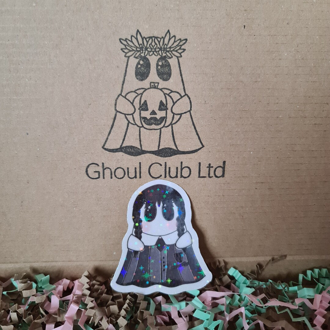 Holographic Girl Ghost Sticker, Wednesday Addams, Ghosts, Nevermore ...