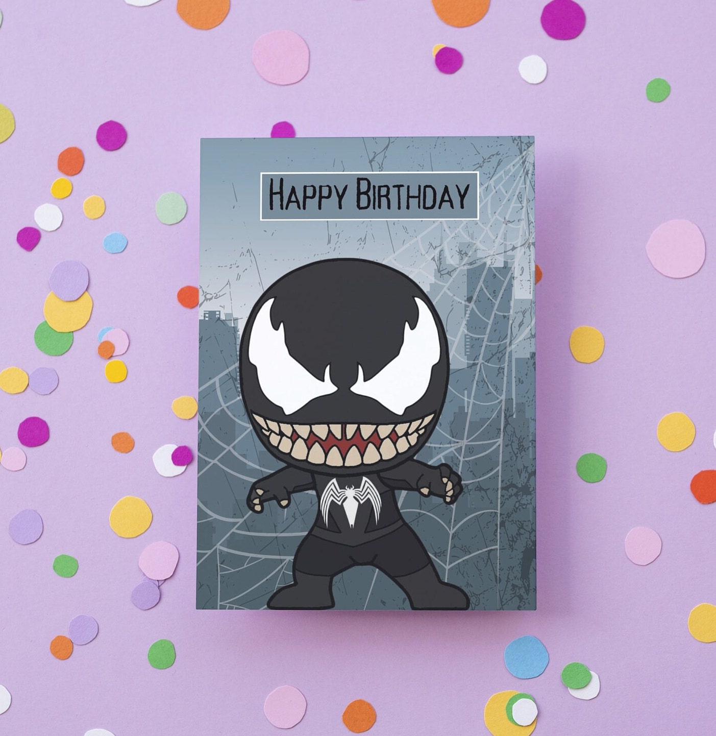 Handmade Birthday Greeting Card, Venom, Hammered Card, Envelope ...