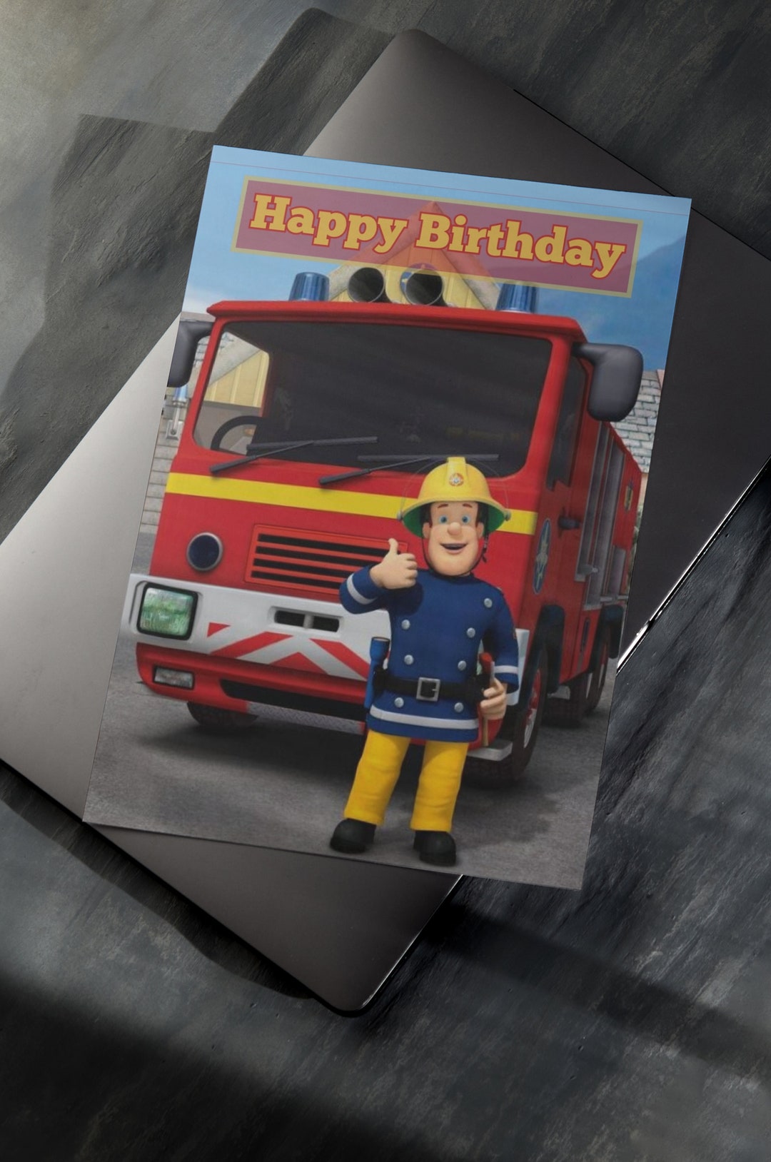 Handmade Birthday Greeting Card, Fireman Sam, Firefighters, Fire Engine ...