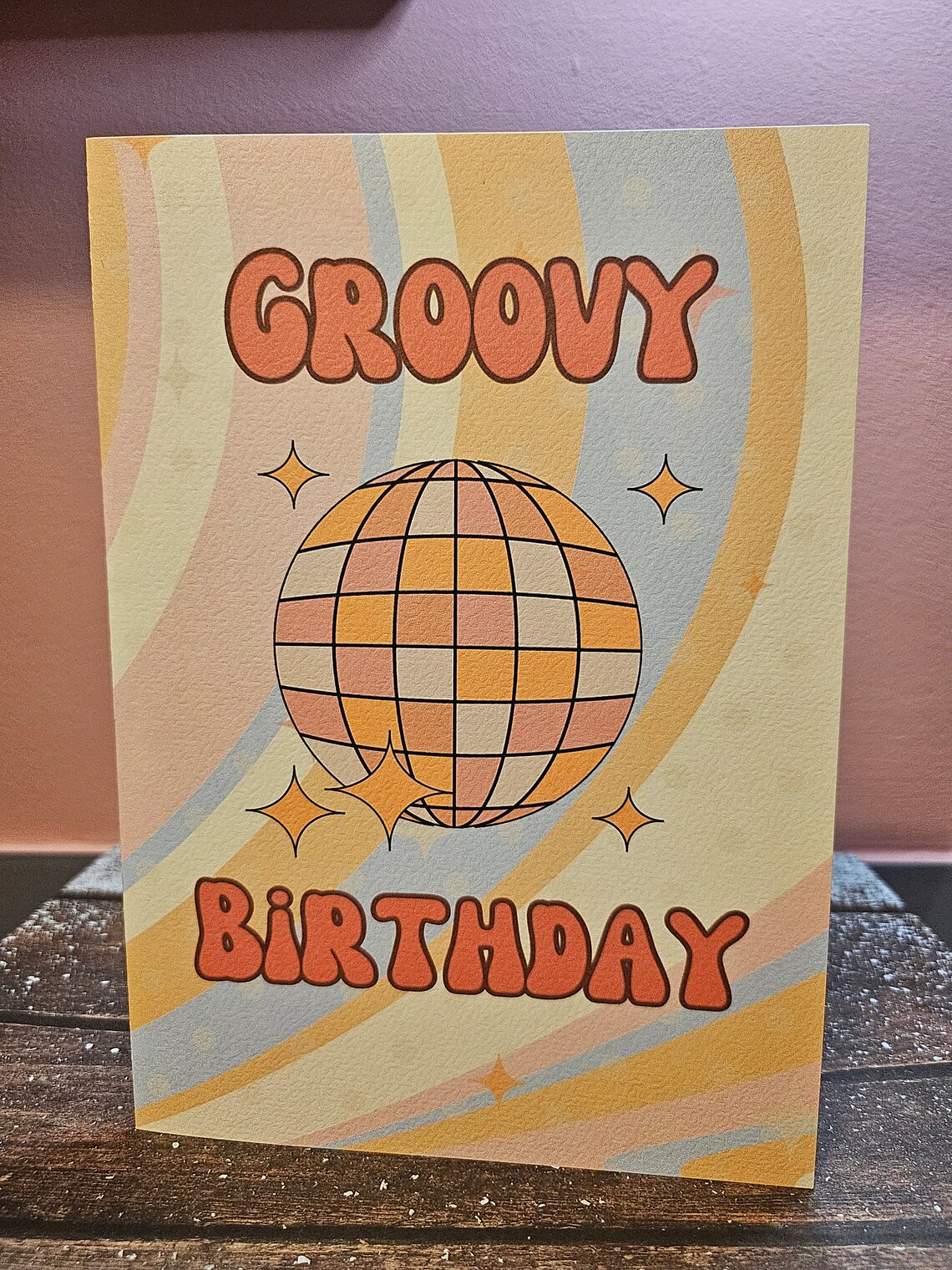 Handmade Birthday Greetings Card, Groovy, Retro, A5, 300gsm Hammered ...