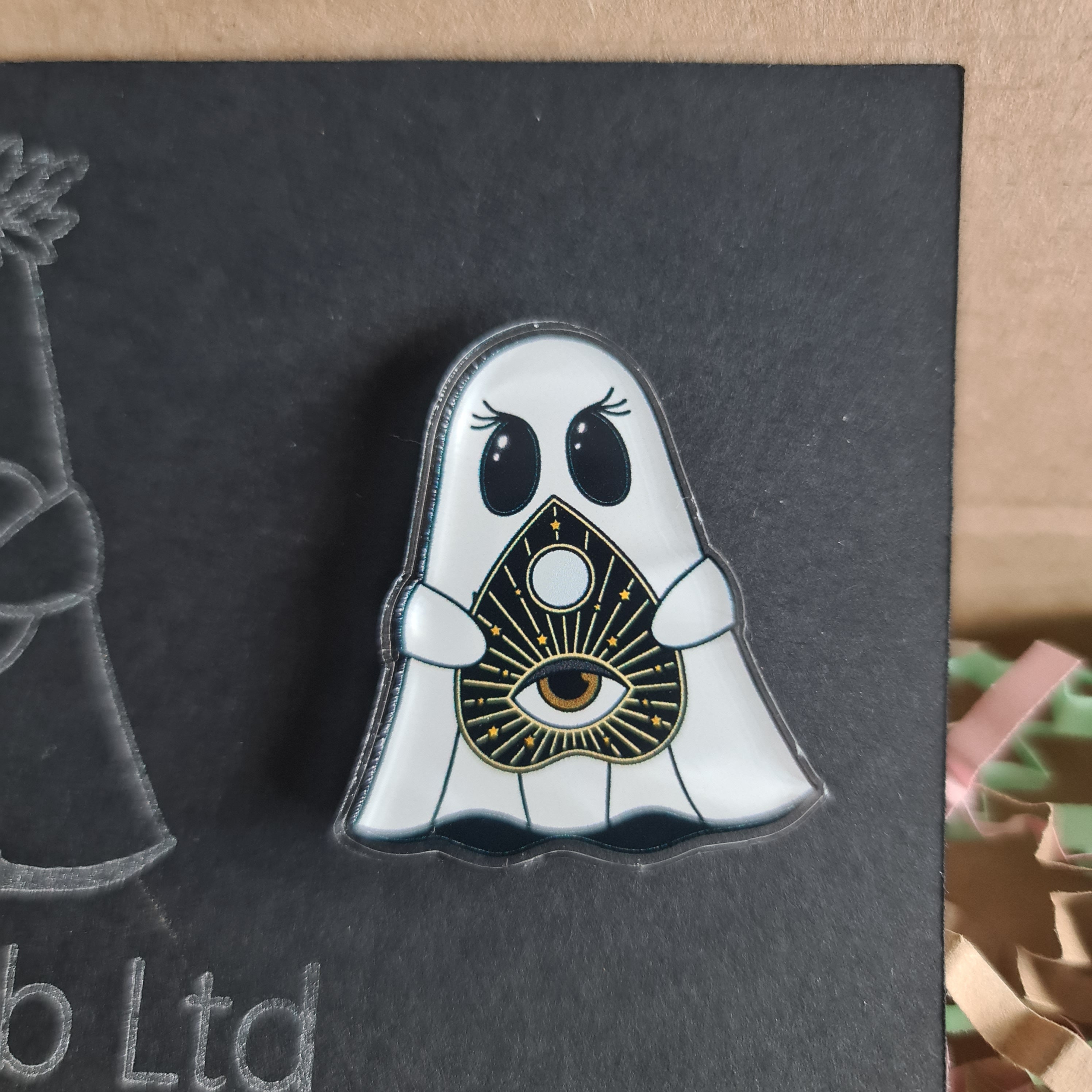 Girl Ghost Acrylic Pin Badge, Ouija, Planchette, Ghosts, Witch, Badges ...