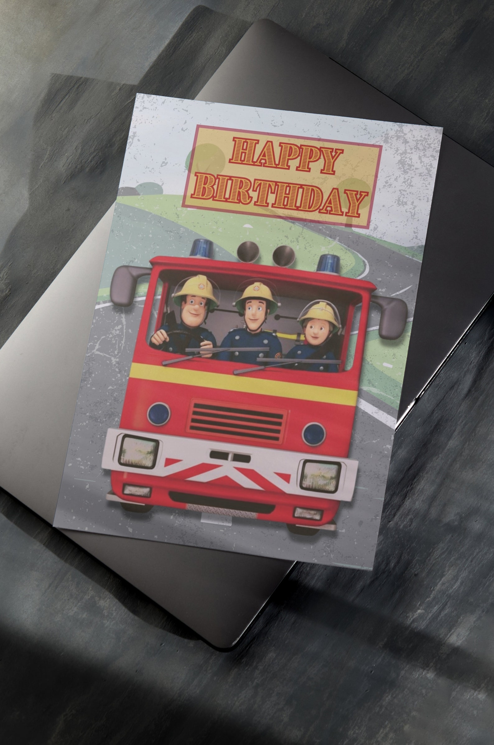 Handmade Birthday Greeting Card, Fireman Sam, Firefighters, Fire Engine ...