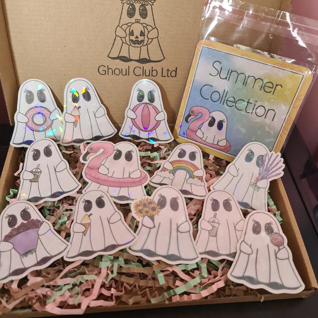 Summer Collection Holographic Girl Ghost Stickers, 12 in Pack, Ghosts ...