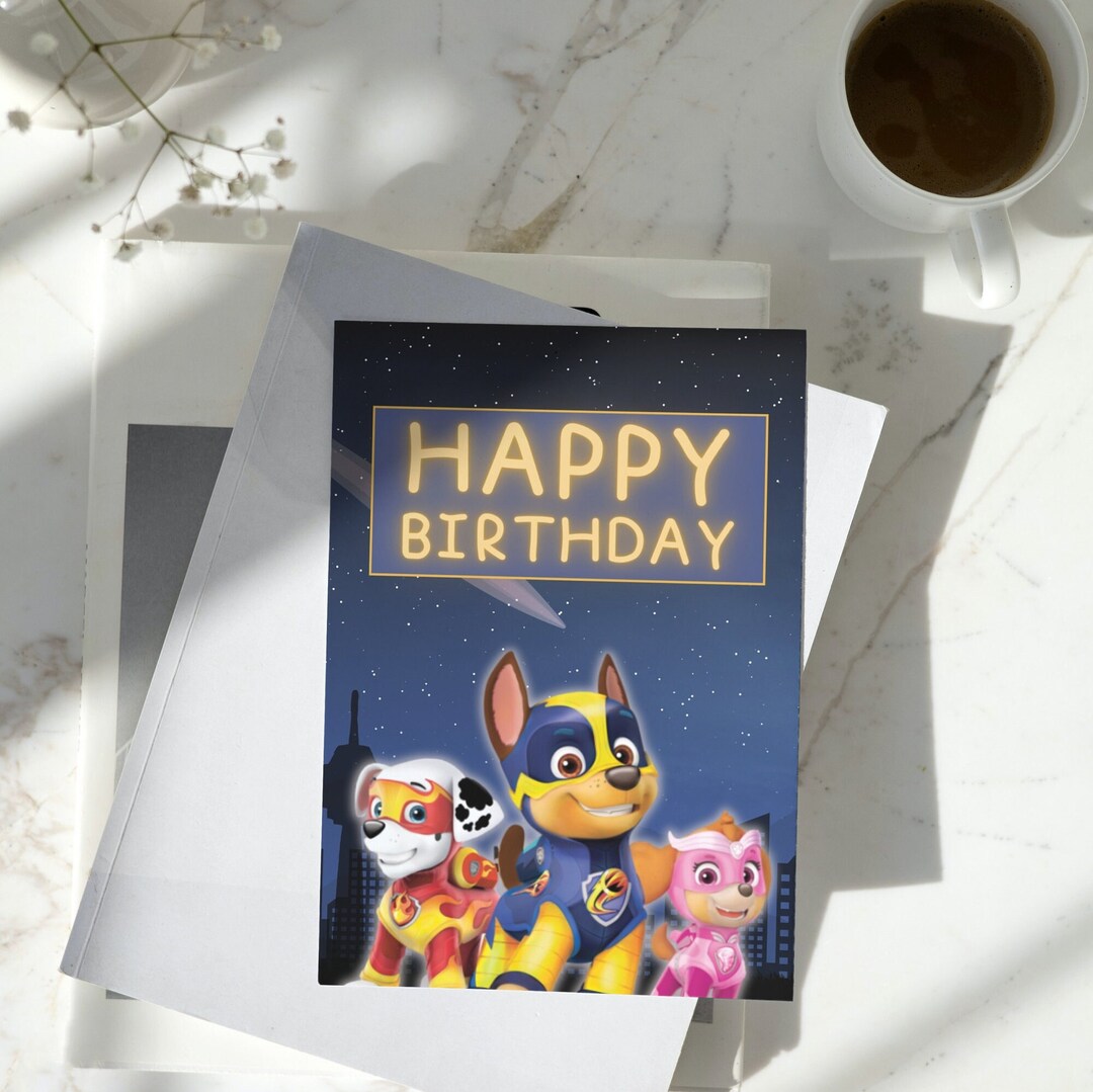 Handmade Birthday Greeting Card, Paw Patrol, Chase, Hammered Card ...