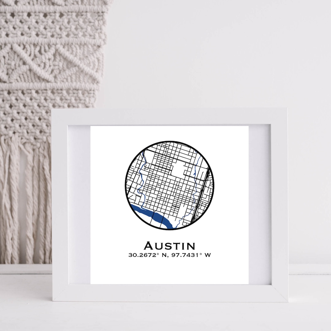 Austin Texas Map Road Map Art Line Art Digital Download - Etsy UK