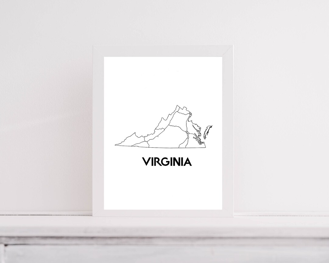 Virginia Map Interstate Map Art Digital Download - Etsy